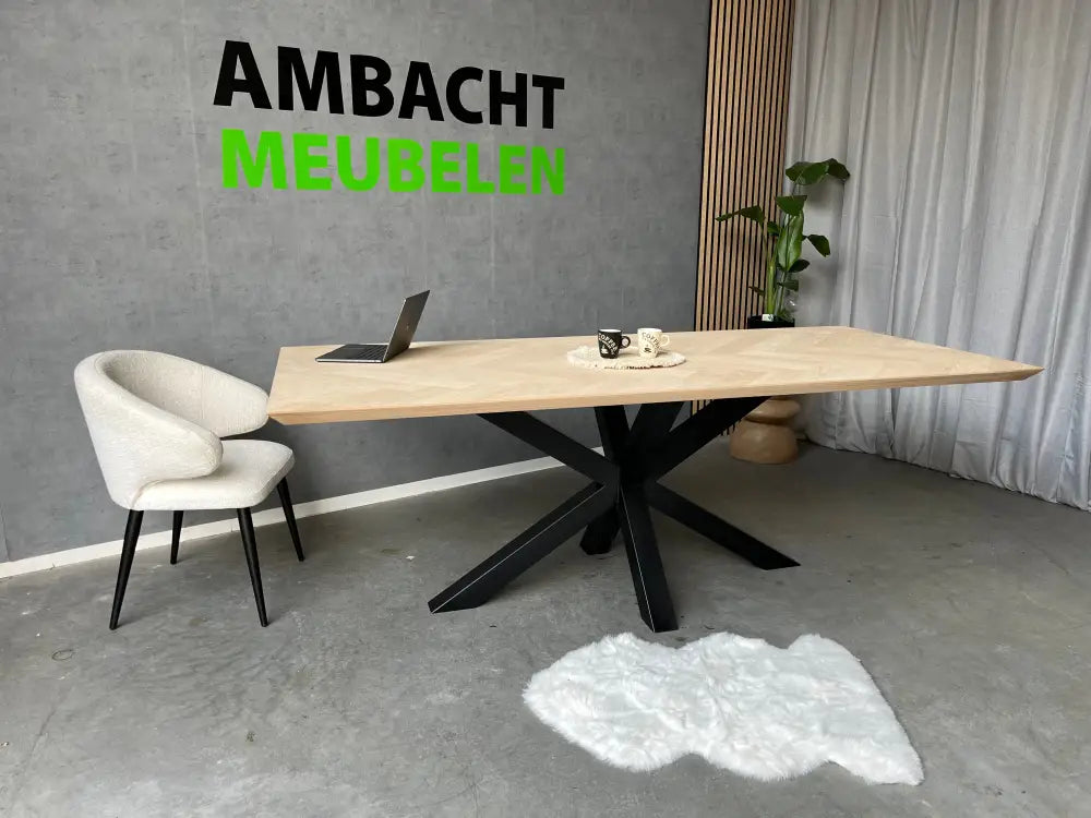 Verjongd Eiken Visgraattafel Matrix 8x8 cm | Met verjongde rand