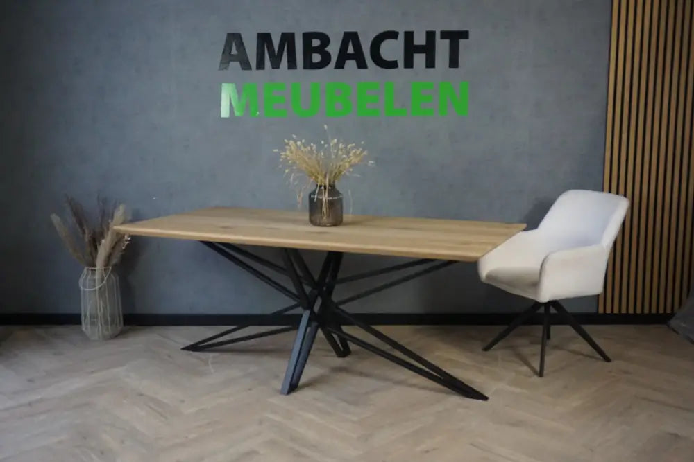 Verjongde Rechte Eiken Tafel Bistro Poot Rond | Combineer zelf