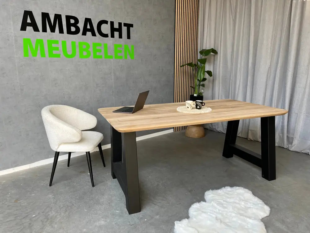 Verjongde Rechte Eiken Tafel met Ronde hoeken A-model | Kom langs
