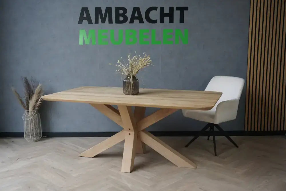 Verjongde Rechte Eiken Tafel met Ronde hoeken Matrix