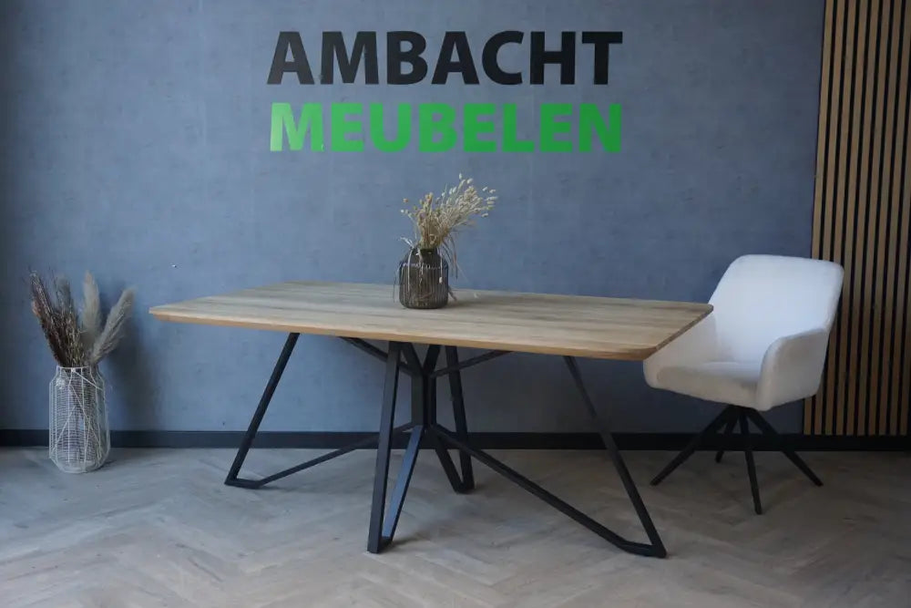 Verjongde Rechte Eiken Tafel met Ronde hoeken Matrix Libelle | Tafels