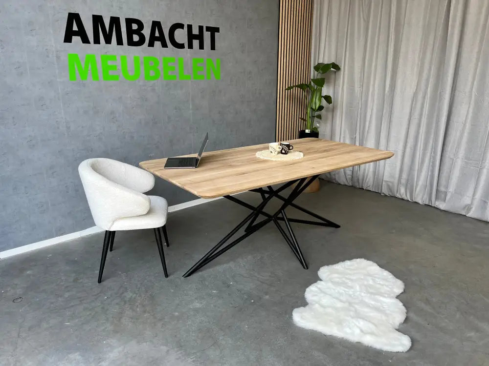 Verjongde Rechte Eiken Tafel met Ronde hoeken Matrix Ster | Kom langs